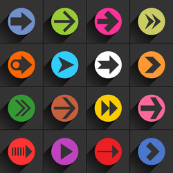 Color arrow icon flat sign with long shadow Vector Image