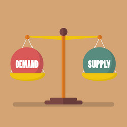 Demand and supply balance on the scale Royalty Free Vector