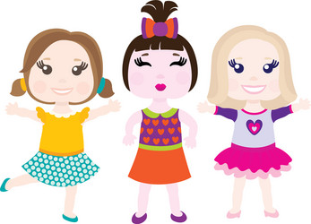 Three little girls Royalty Free Vector Image - VectorStock