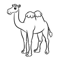 Cute camel stands in a cartoon style Royalty Free Vector