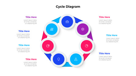 Diagram divided into 7 parts with circles design Vector Image