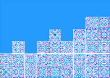 Blue ceramic tile pattern mosaic floor background Vector Image