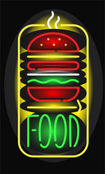Cheeseburger neon sign poster Royalty Free Vector Image