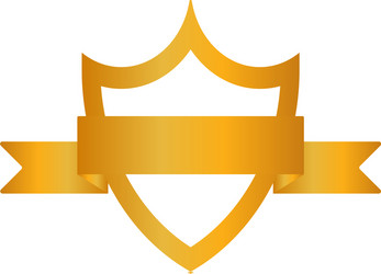 Gold shield emblem ribbon icon golden sign Vector Image