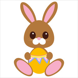 Cartoon rabbit painting an easter egg Royalty Free Vector
