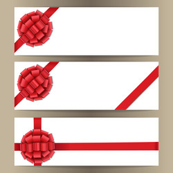 Square template set with red bow and ribbon Vector Image