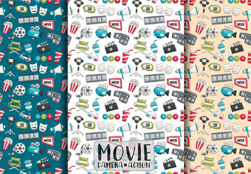 Seamless pattern of movie elements and cinema Vector Image
