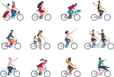 Isometric people bike man woman riding bikes Vector Image