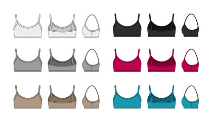 Women s sports bra template set front back side Vector Image