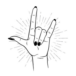 Hand drawn female in shaka sign gesture Royalty Free Vector