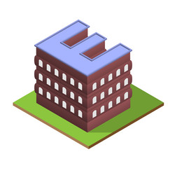 Isometric building letter r form Royalty Free Vector Image