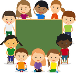 Cartoon school kids studying in the classroom Vector Image