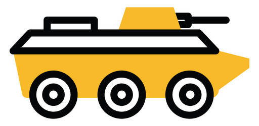 Yellow army tank on a white background Royalty Free Vector