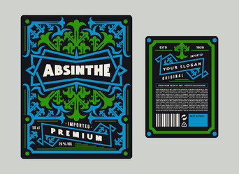 Template decorative label for absinthe Royalty Free Vector