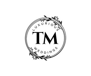 Tm initials letter wedding monogram logos Vector Image