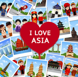 Travel to asia singapore indonesia bali china Vector Image