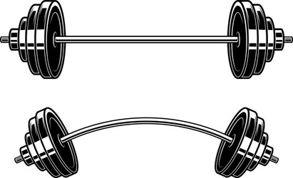 Heavy athletic barbell in engraving style design Vector Image