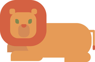 Male lion flat on white Royalty Free Vector Image