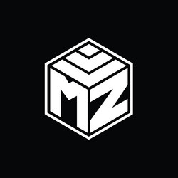 Mz logo monogram hexagon shape with ornament Vector Image