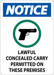 Notice firearms allowed sign lawful concealed Vector Image