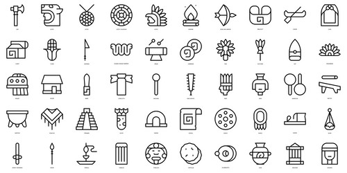 Set of thin line aztec icons Royalty Free Vector Image