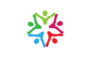 Colorful people group team logo Royalty Free Vector Image