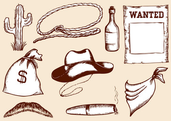 Cowboy elements set Royalty Free Vector Image - VectorStock