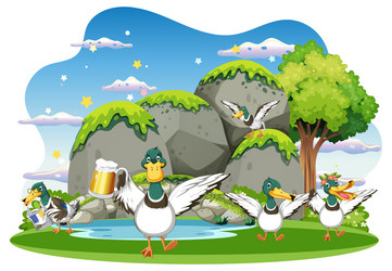 Scenery Duck Cartoon Vector Images (over 480)