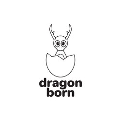 Cartoon little dragon lines cute logo symbol icon Vector Image