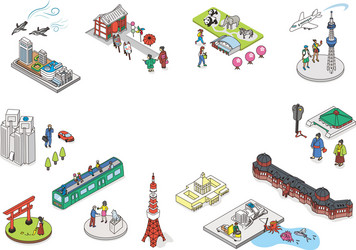 Welcome to tokyo japanisometric Royalty Free Vector Image