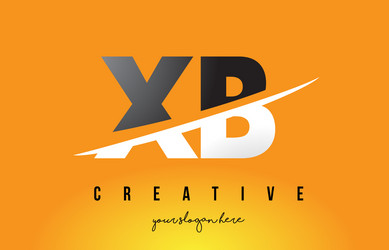 Xb x b letter logo design with swoosh and black Vector Image
