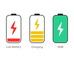 Battery charging process different charge Vector Image