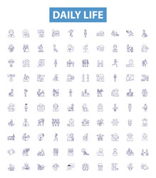 Daily life line icons signs set design collection Vector Image