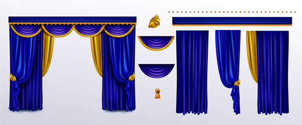 Light blue curtain with gold tassels Royalty Free Vector