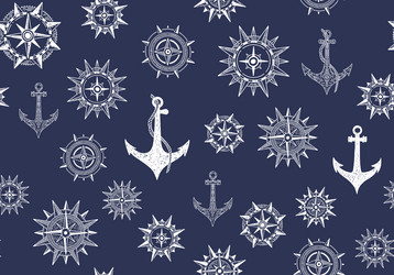 Compass wind rose anchor pattern hand drawn ill Vector Image