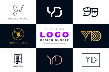 Initial letters yd monogram logo design bundle Vector Image