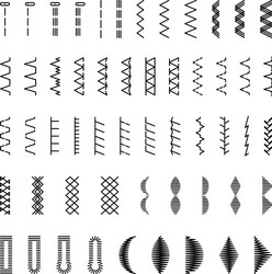 Sewing machine stitches with titles Royalty Free Vector