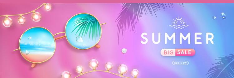Big sale banner with round shaped sunglasses Vector Image