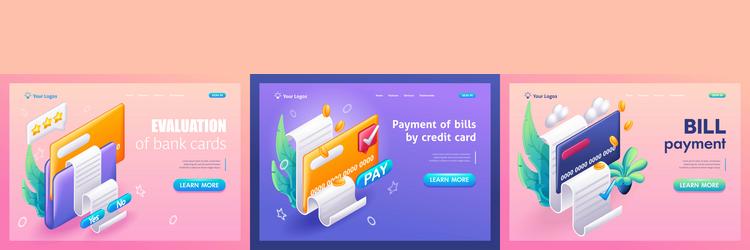 Kit trending landing pages 3d isometric cartoon Vector Image