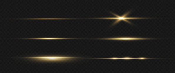 Horizontal light ray flash yellow line Royalty Free Vector