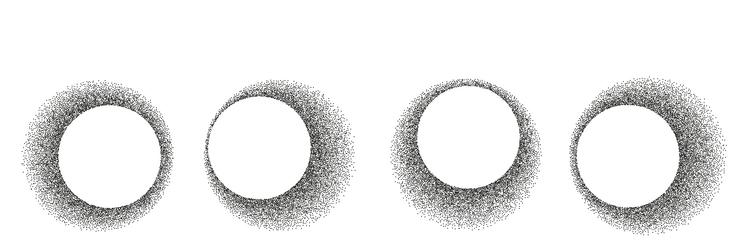 Circles with noise texture set stipple shadows Vector Image