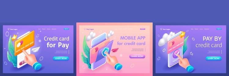 Kit trending landing pages 3d isometric cartoon Vector Image