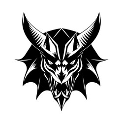 Devil head black and white icon Royalty Free Vector Image