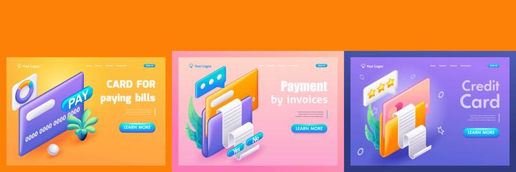 Kit trending landing pages 3d isometric cartoon Vector Image