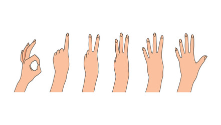 Set of hands showing numbers counting Royalty Free Vector