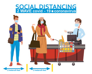 Supermarket social distancing store counter Vector Image