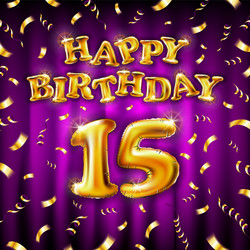 Happy birthday 15 years golden color fifteen Vector Image