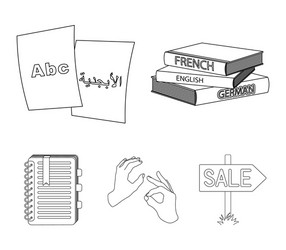 A pile of books in different languages sheets Vector Image