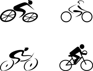 Cyclist and bicycle top view black white Vector Image