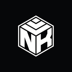 Nk logo monogram with hexagon geometric isolated Vector Image